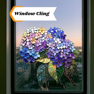 Hydrangea Stained Glass Window Cling Beautiful Flower Window Artwork ...