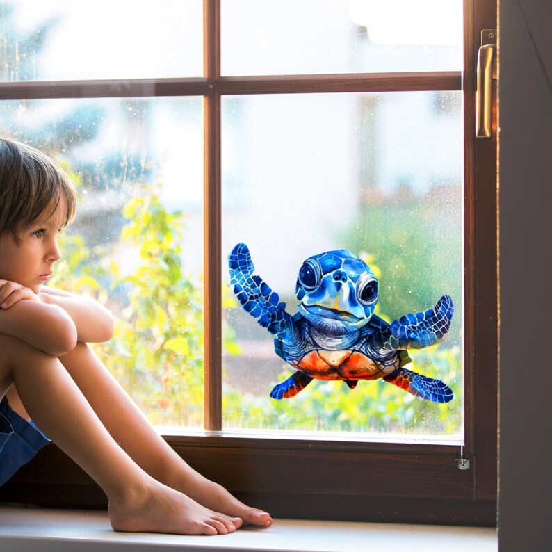 Watercolor Baby Sea Turtle Window Decal Sticker Vinyl Window Cling ...