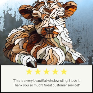 Highland Cow Stained Glass Window Cling Three Sizes and Custom Cute Cow ...