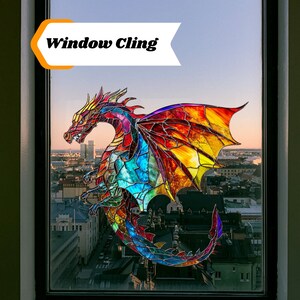 Dragon Stained Glass Window Cling Decal Sticker Window Film Dragoncore ...