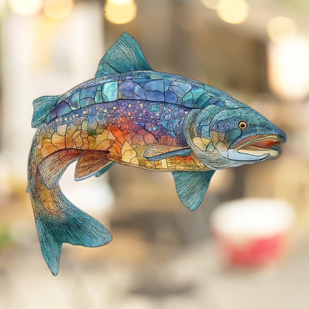 Arctic Char Window Cling Stained Glass Look Decal Sticker Window Film ...