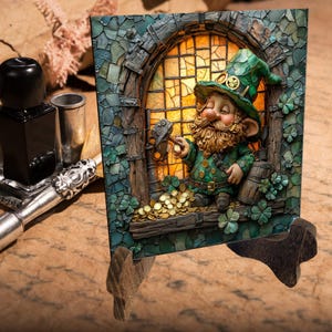 Leprechaun Workshop Ceramic Art Tile Artful Bookshelf Book Nook Wall ...