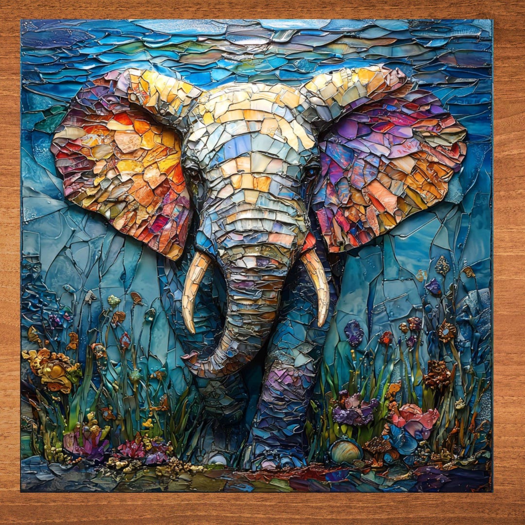 Underwater Elephant Ceramic Art Tile Home Decor Trendy Art Bookshelf ...