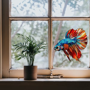 Betta Fish Stained Glass Window Cling Window Sticker Decal - No ...