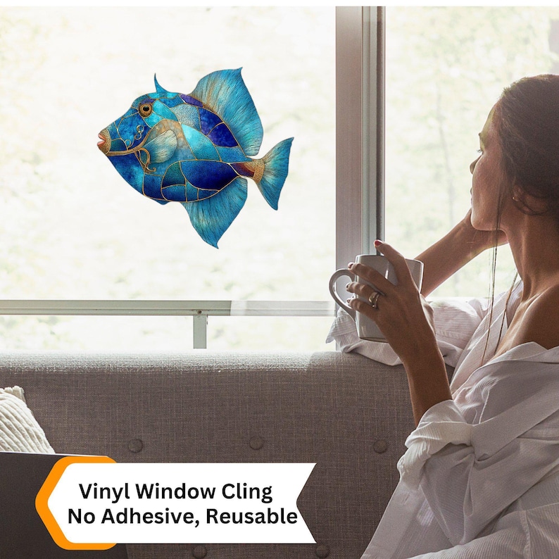 Triggerfish Window Cling Stained Glass Look Decal Sticker Window Film ...