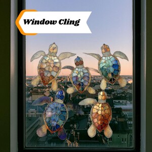 Sea Turtle Hatchlings Window Cling Stained Glass Look Decal Sticker ...