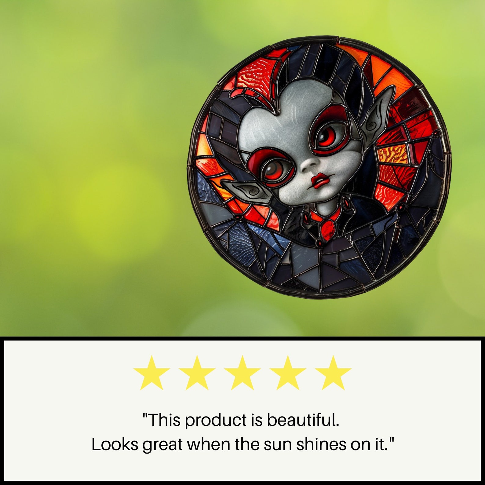 Baby Vampire Halloween Stained Glass Look Window Cling Decal Sticker ...
