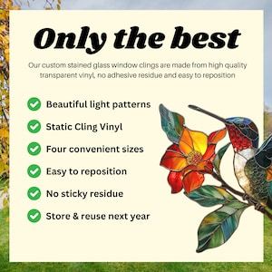 Hummingbird Stained Glass Window Cling Humming Bird Window Sticker ...