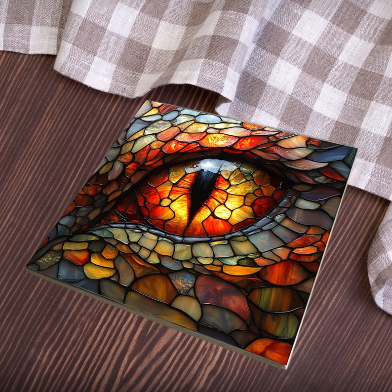 Dragons Eye Ceramic Art Tile Decor for Kitchen Bedroom Bookshelf Book ...