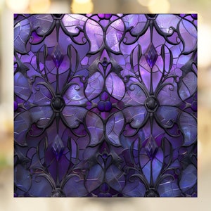 Amethyst Smoke Stained Glass Window Cling Gothic Decor Sticker Decal ...