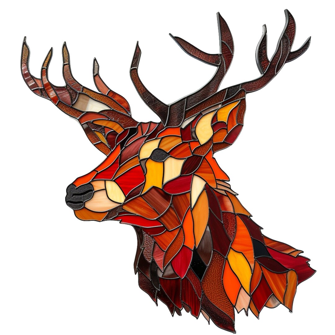 Stag Deer Stained Glass Window Cling Window Sticker Decal Film With ...