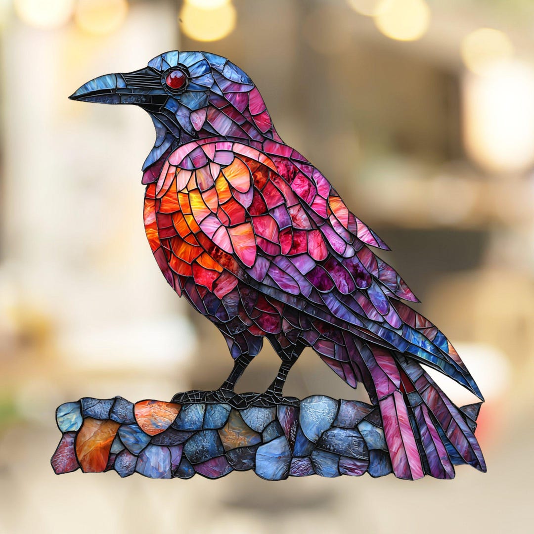 Pink and Orange Raven Window Cling Sticker Pink Halloween Decor ...