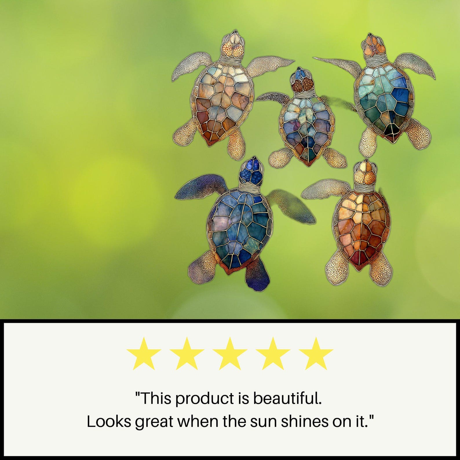 Sea Turtle Hatchlings Window Cling Stained Glass Look Decal Sticker ...