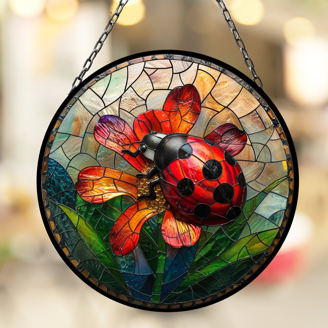 Ladybug on Flower Suncatcher for Window Decor Gift for Mothers Day ...