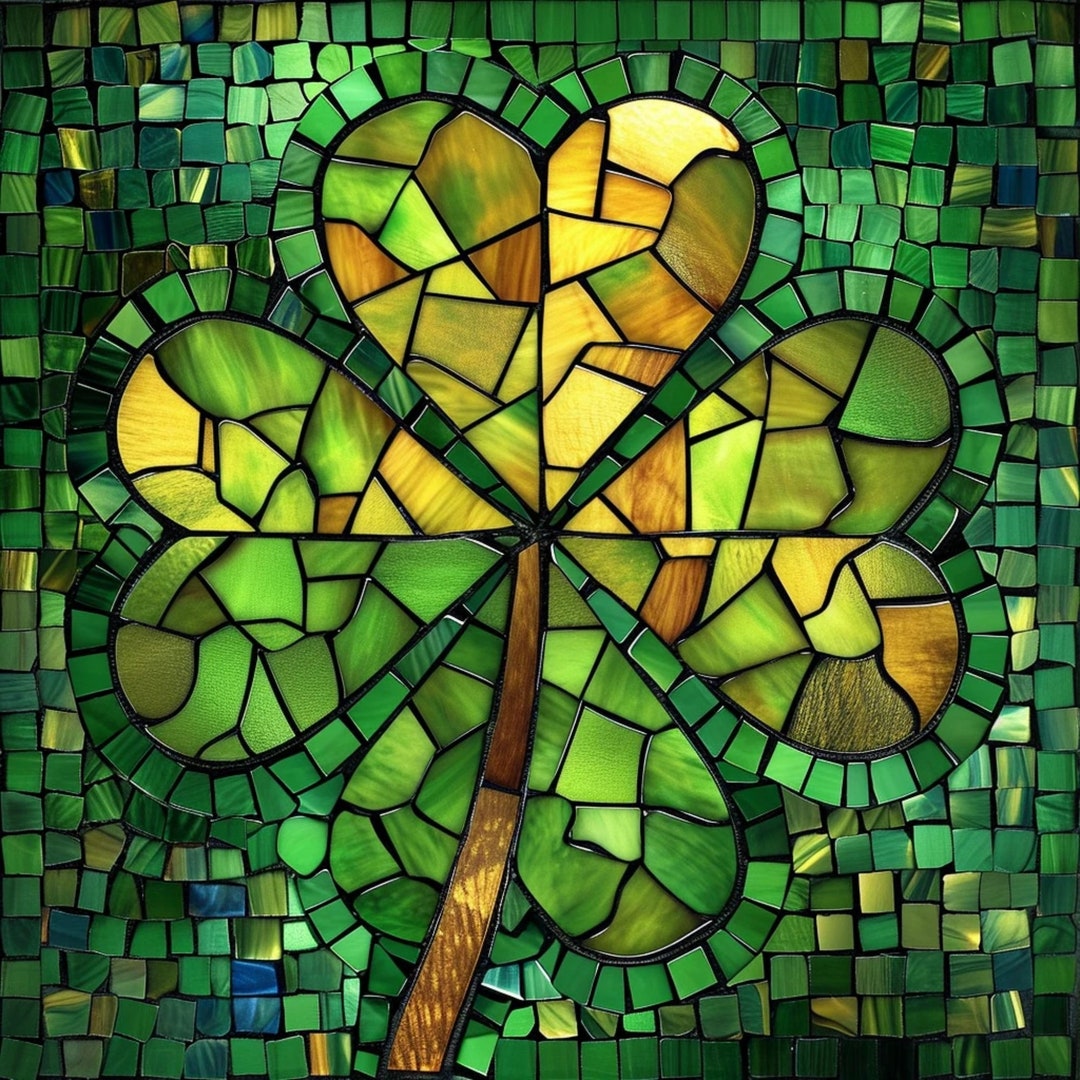 Four-leaf Clover Stained Glass Window Cling to Celebrate Saint Patrick ...