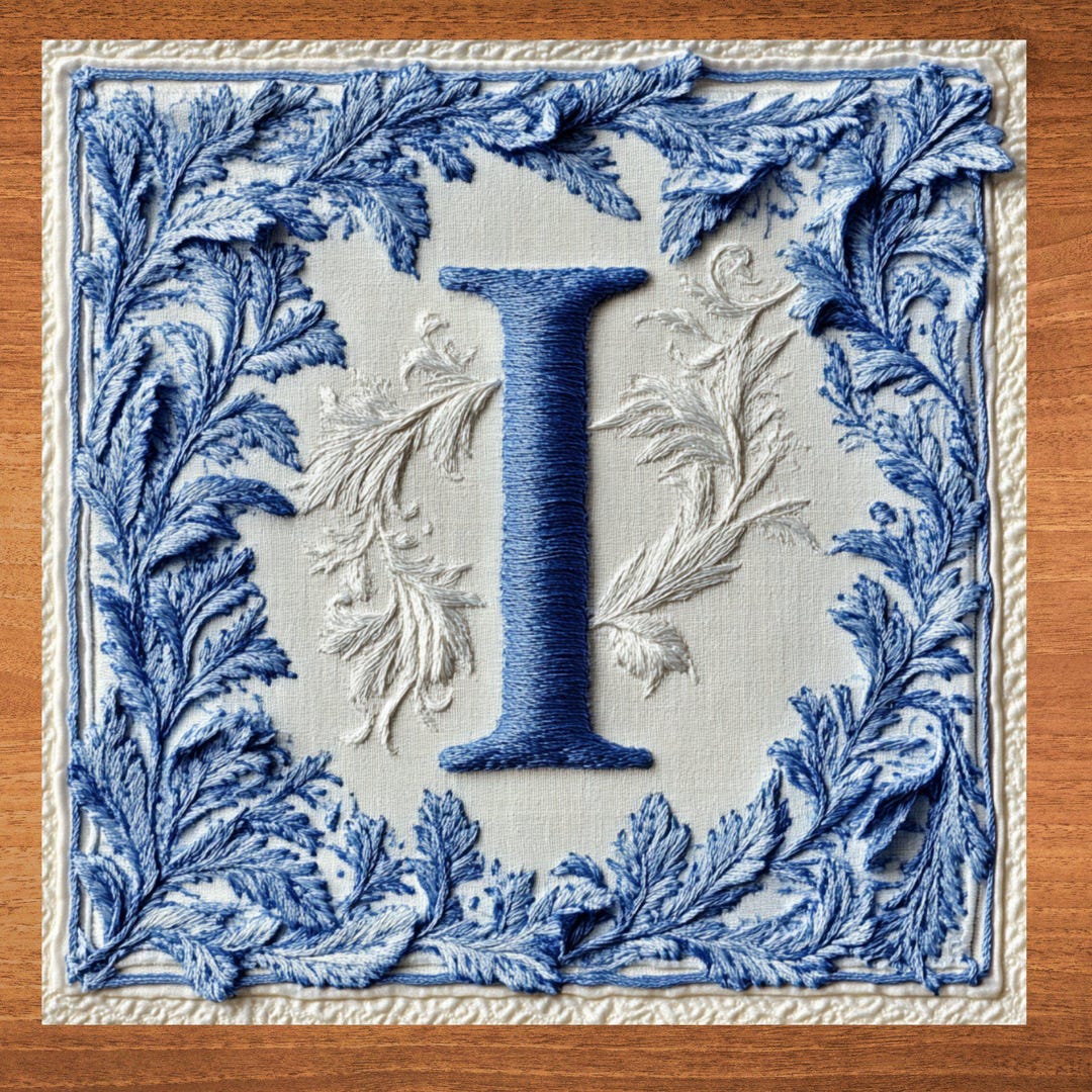 I Letter Monogram Ceramic Art Tile Grandmillennial Style Decor Home Art ...
