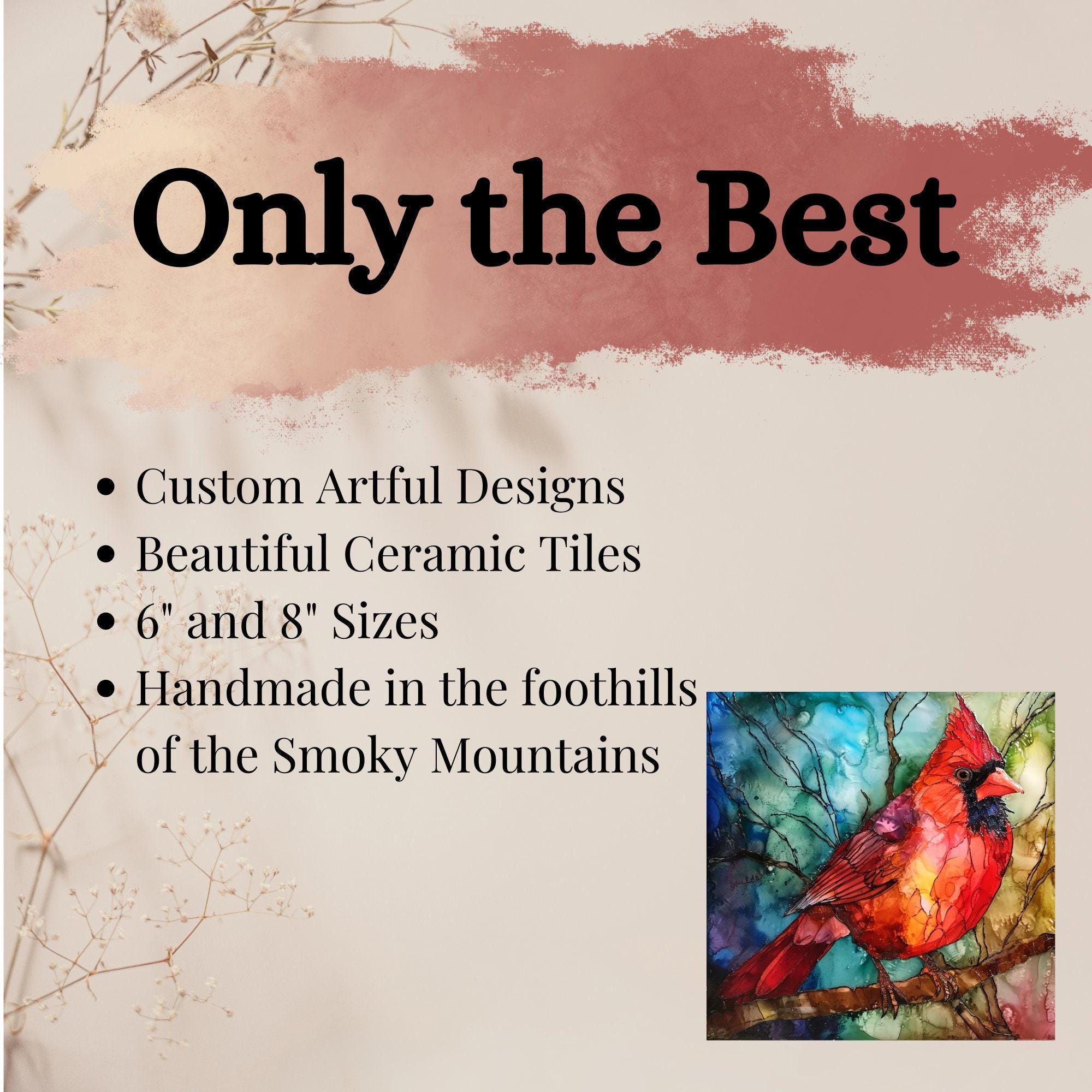 Cardinal Ceramic Wall Art Decorative Tile Unique Home Decor Stained ...