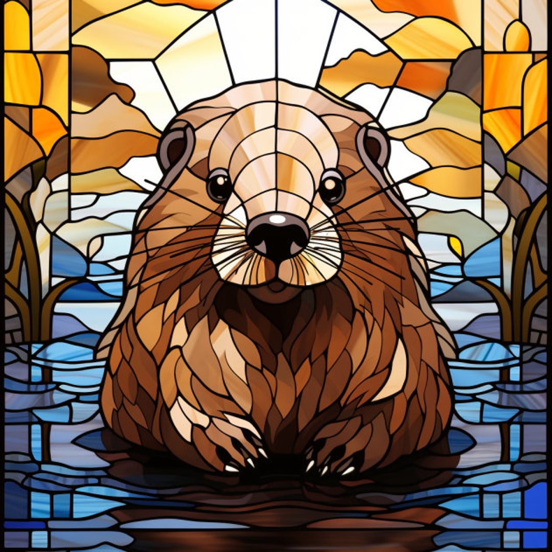 Baby Beaver Stained Glass Window Cling Baby Beaver Stained - Etsy