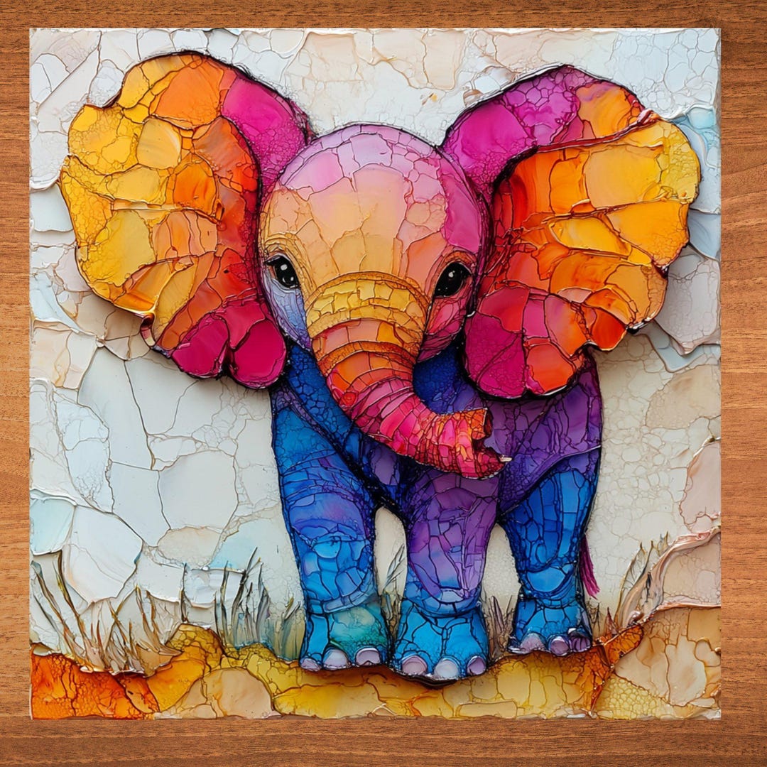 Elephant Calves Adorable Ceramic Art Tile Bookshelf Art for Bookish ...
