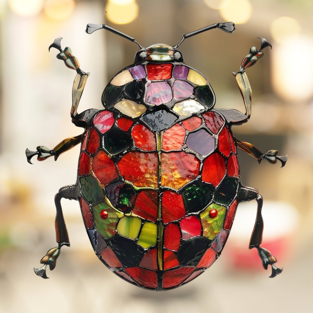 Harlequin Ladybug Stained Glass Window Cling Sticker Decal Vinyl Window ...