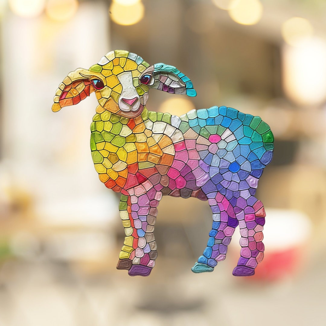 Lamb Easter Stained Glass Window Cling Resurrection Day Springtime ...