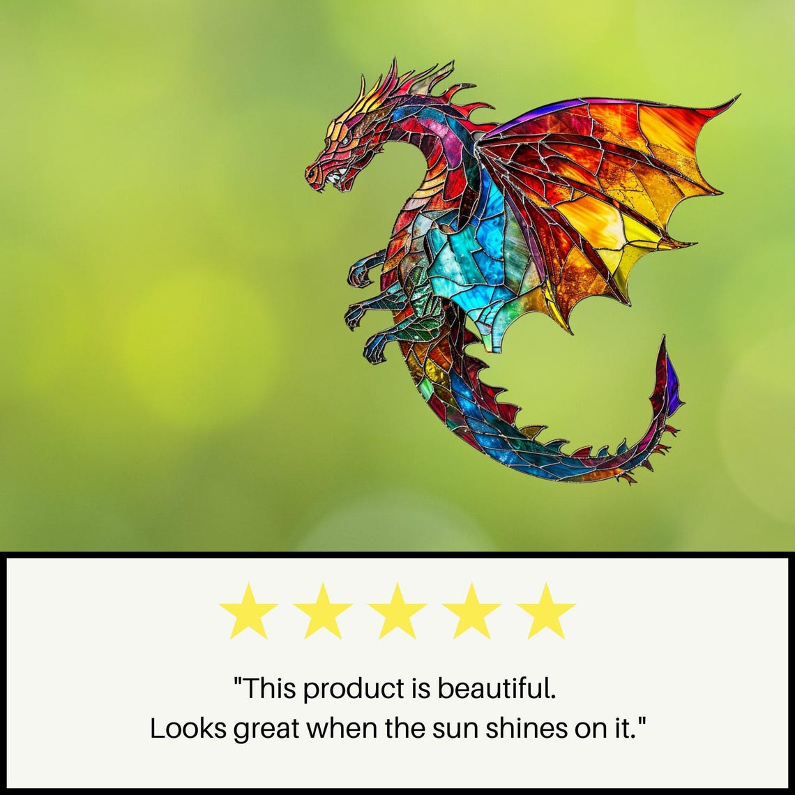 Dragon Stained Glass Window Cling Decal Sticker Window Film Dragoncore ...