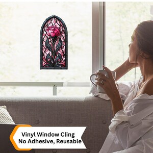 Pink Gothic Stained Glass Window Cling Sticker Pink Halloween Decor ...