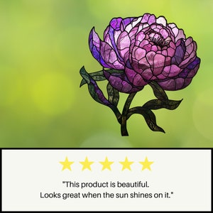 Peony Stained Glass Window Cling Beautiful Flower Window Artwork Window ...