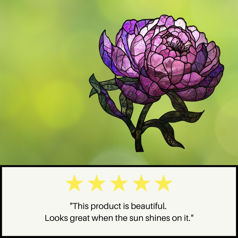 Peony Stained Glass Window Cling Beautiful Flower Window Artwork Window ...