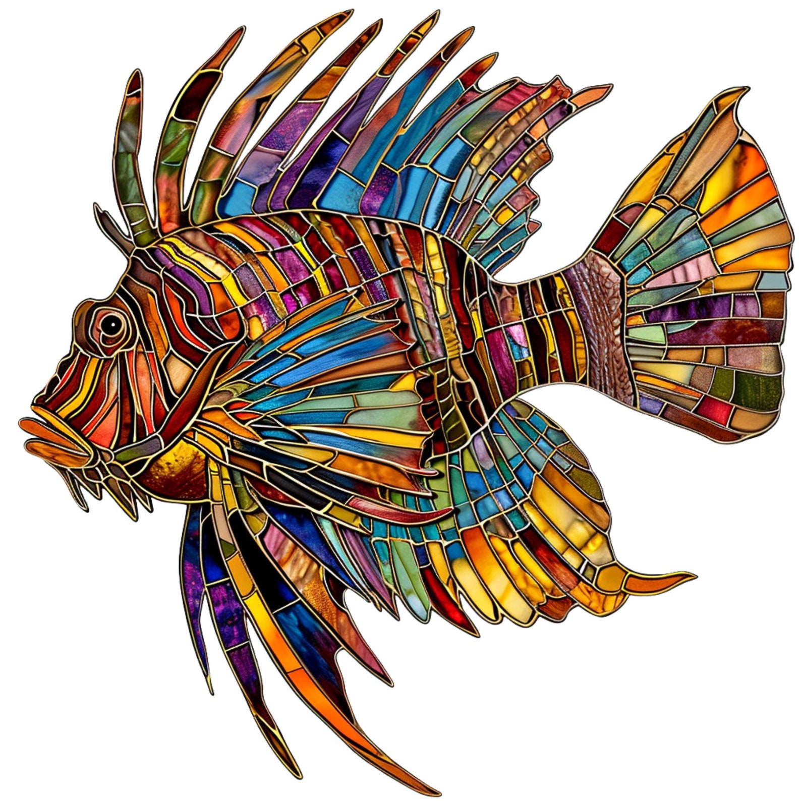 Lionfish Stained Glass Window Cling Window Sticker Decal - No Adhesive ...
