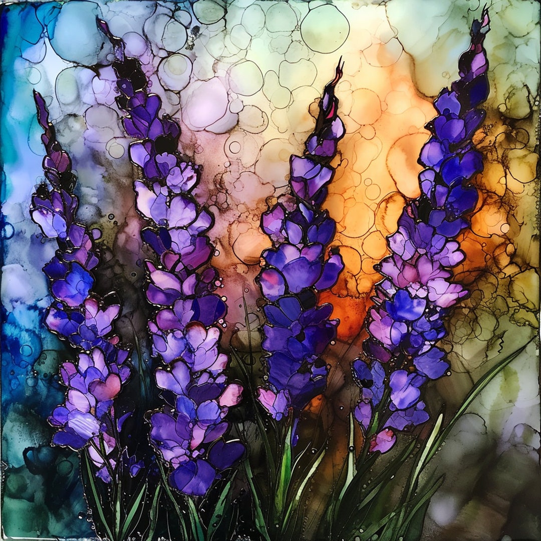 Lavender Ceramic Wall Art Decorative Tile Unique Home Decor Stained ...