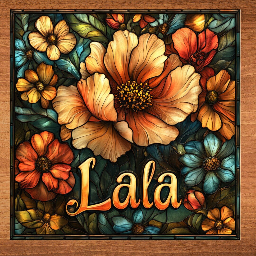 Lala Gift Floral Ceramic Art Tile Personalized Grandma Gift Grandmother ...