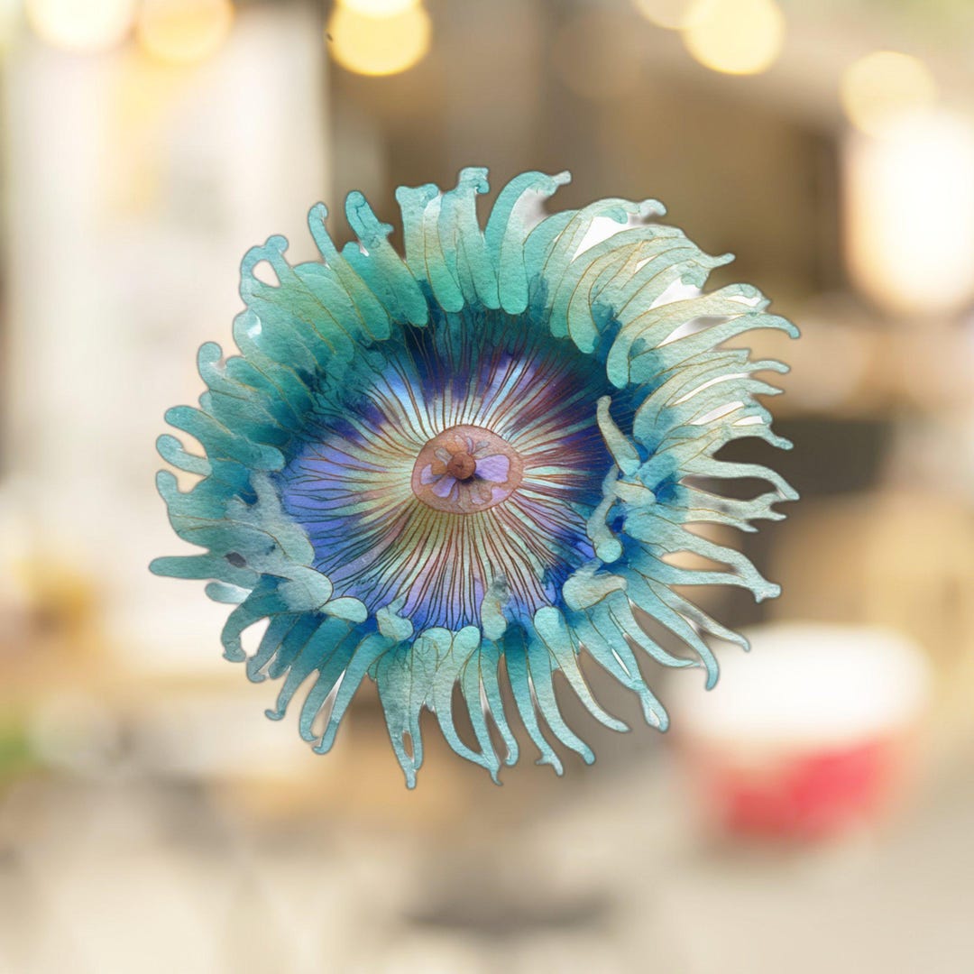 Sea Anemone Window Cling Stained Glass Look Decal Sticker Window Film ...