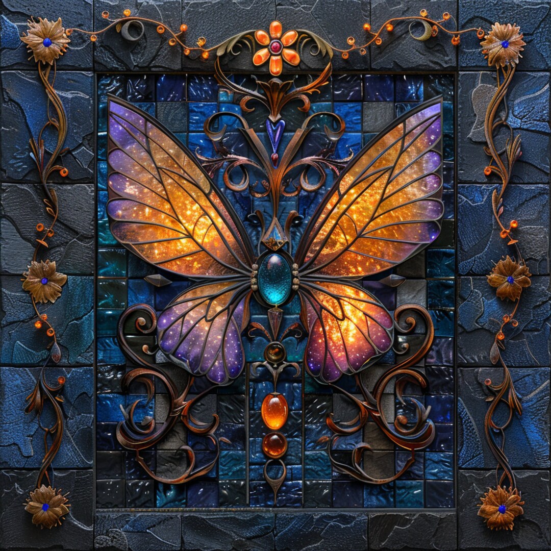 Glowing Atlantis Butterfly Ceramic Art Tile Decorative Glossy Tile for ...