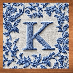 K Letter Monogram Ceramic Art Tile Grandmillennial Style Decor Home Art ...