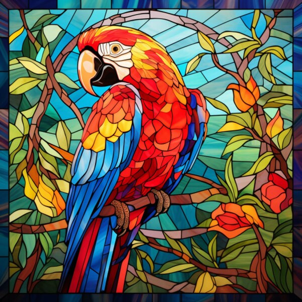 Stained Glass Parrot - Etsy