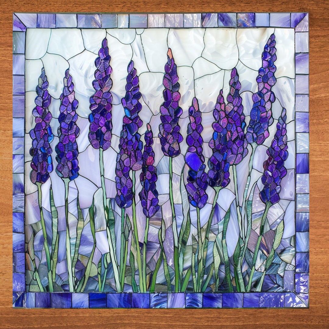 Lavender Stained Glass Look Art on Glossy Ceramic Tile Tileful Artful ...