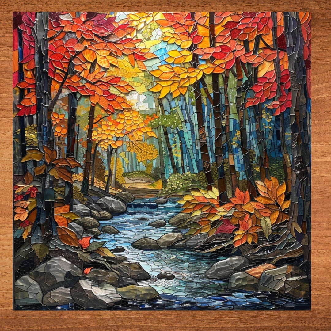 Smoky Mountains Fall Ceramic Art Tile Stained Glass Look Glossy ...