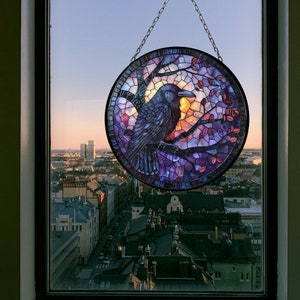Raven in Tree Suncatcher Window Decor Artful Gift for Mothers Day ...