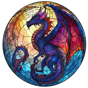 Dragon Stained Glass Window Cling Decal Sticker Window Film Dragoncore ...