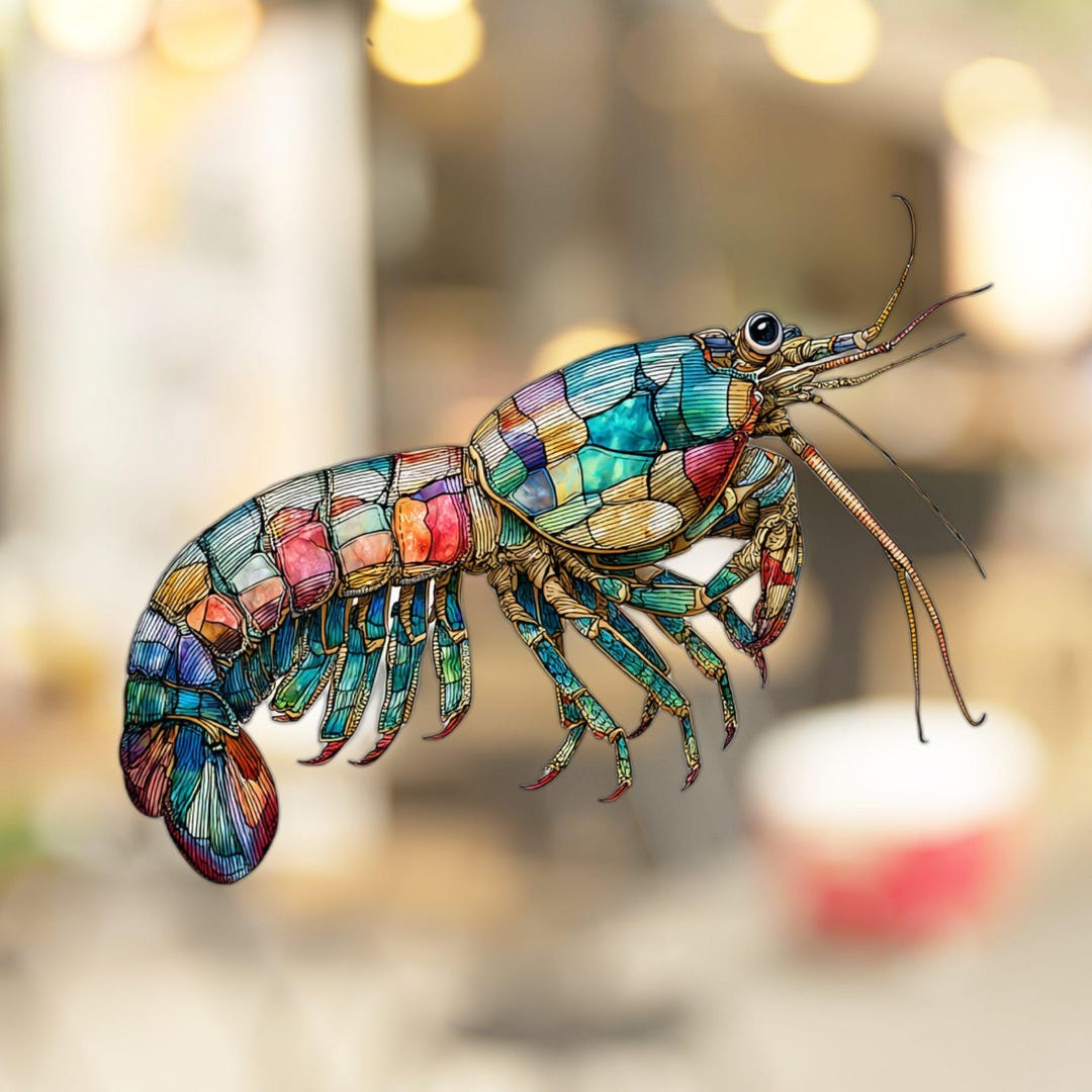 Mantis Shrimp Window Cling Stained Glass Look Decal Sticker Window Film ...