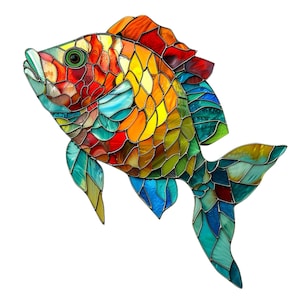 Parrotfish Stained Glass Window Cling Window Sticker Decal - No ...