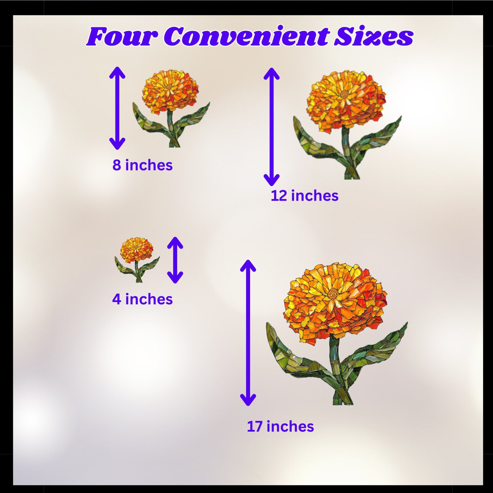 Marigold Stained Glass Window Cling Beautiful Flower Window Artwork ...