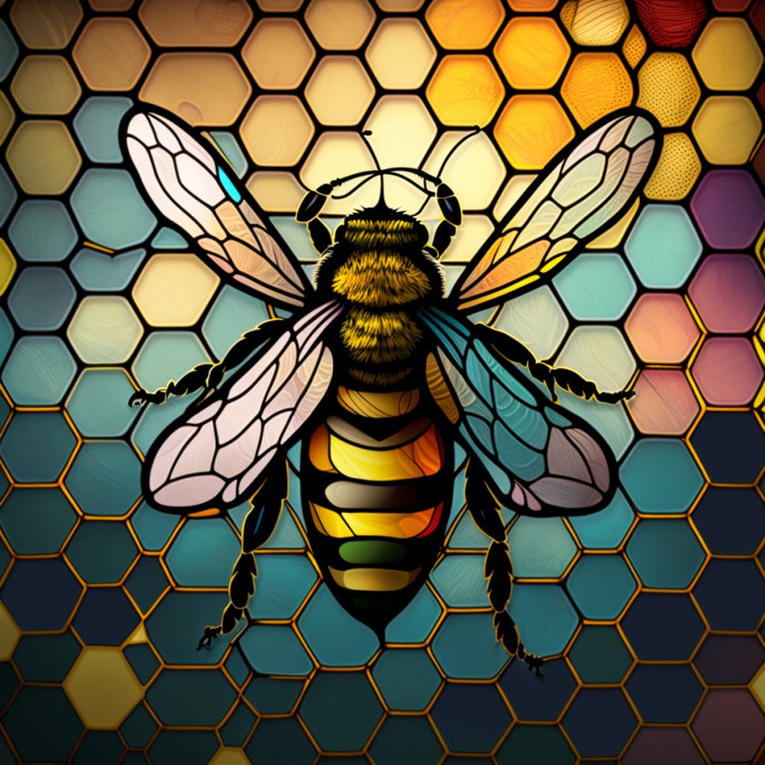 Bumblebee Stained Glass Window Cling - Etsy
