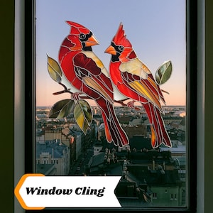 Cardinal Lovebirds Stain Glass Cardinal Stain Glass Window Hanging ...