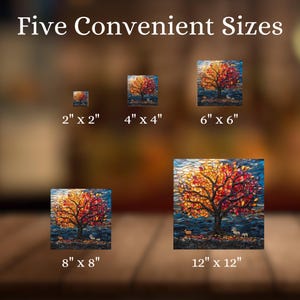 Autumn Tree of Life Ceramic Tile Art Book Nook Bookshelf Coffee Table ...