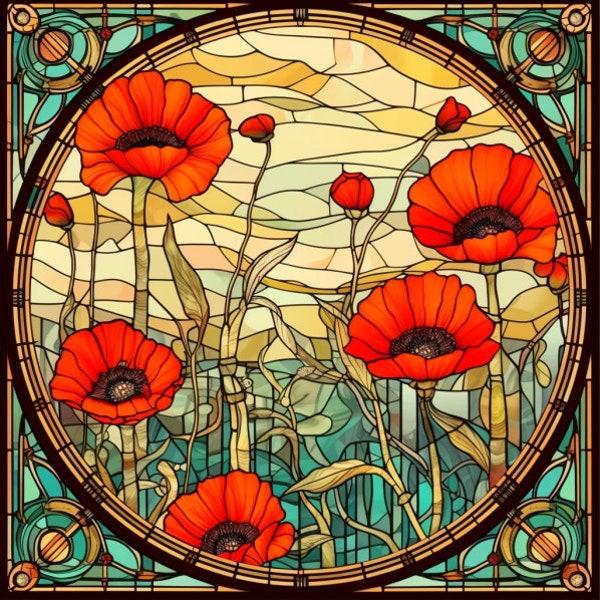 Stained Glass Poppy - Etsy
