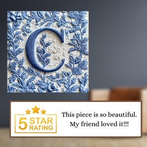 C Letter Monogram Ceramic Art Tile Grandmillennial Style Decor Home Art ...