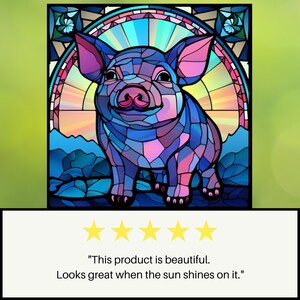 Pig Stained Glass Window Cling Window Sticker Decal Vinyl Film Window ...