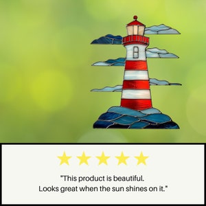 Lighthouse Stained Glass Window Cling Decal Sticker Window Film ...